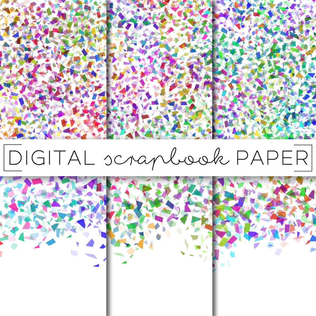 Rainbow Confetti Digital Scrapbook Paper Pattern Stationary Chunky ...