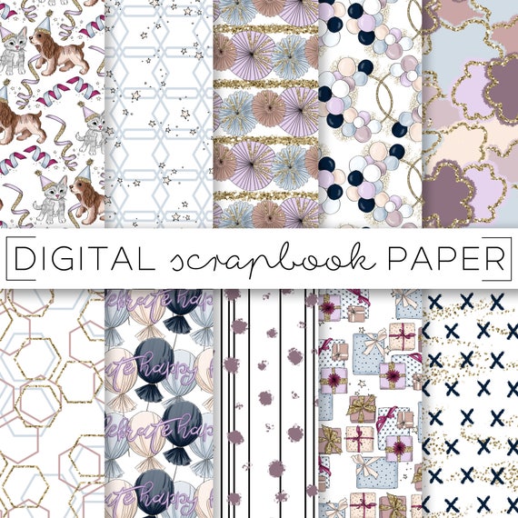 Birthday Party Balloon Print Digital Scrapbook Paper - Etsy