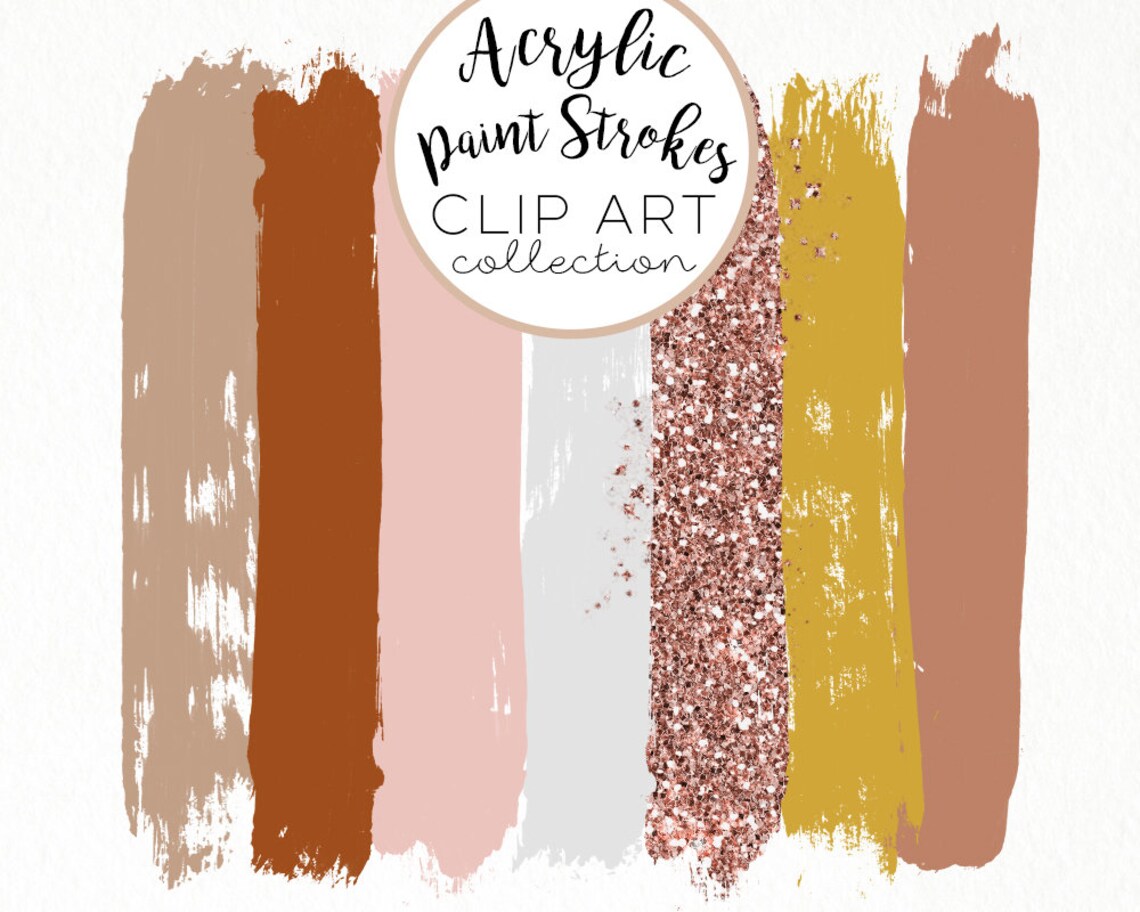 Paint Brush Stroke Clip Art Clipart Neutral Rust Rose Gold - Etsy