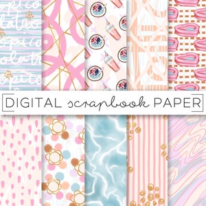 Summer Pool Water Abstract Print Digital Scrapbook Paper Striped Print ...