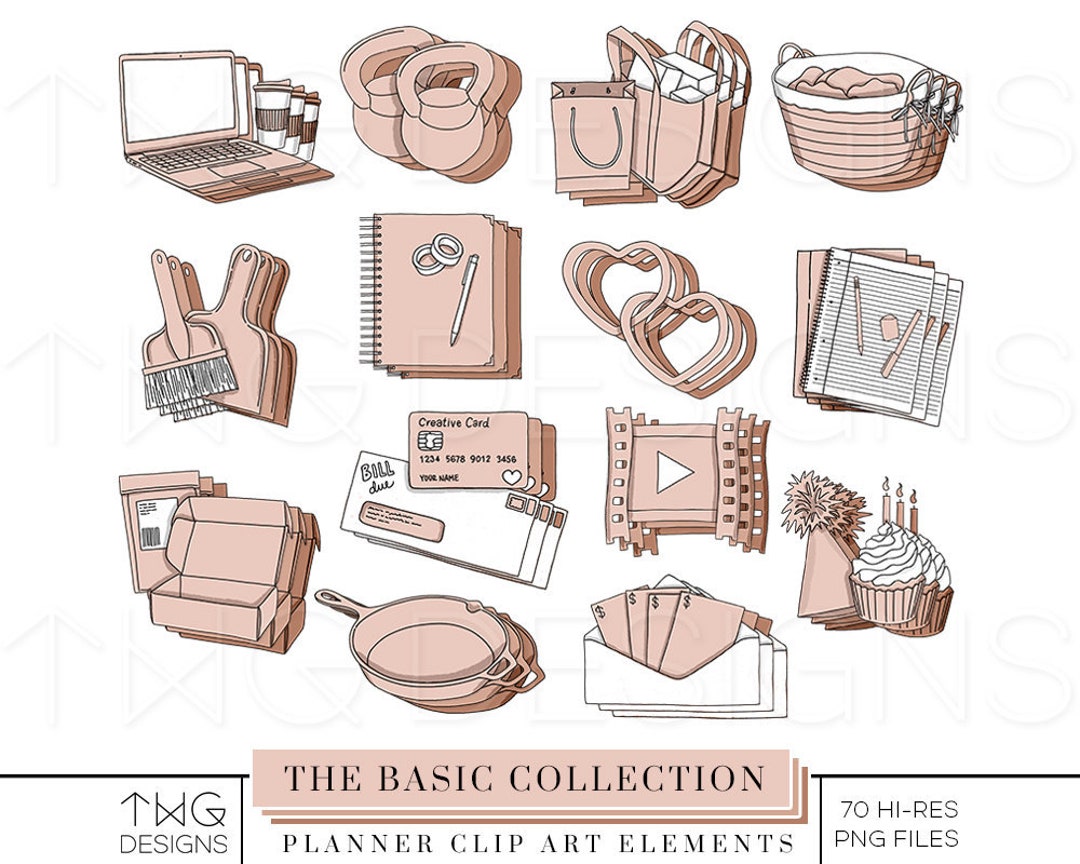 Neutral Planner Icons Clip Art Clipart Watercolor Hand Drawn Plans to ...