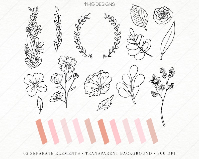 Creative Journal Kit GRAPHICS Clip Art Clipart PNG Trendy Hand | Etsy