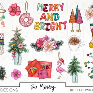 Pink Boho Christmas Fashion Girl Clip Art Holiday Decor Flamingo Stars ...