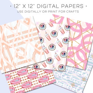 Summer Pool Water Abstract Print Digital Scrapbook Paper Striped Print ...