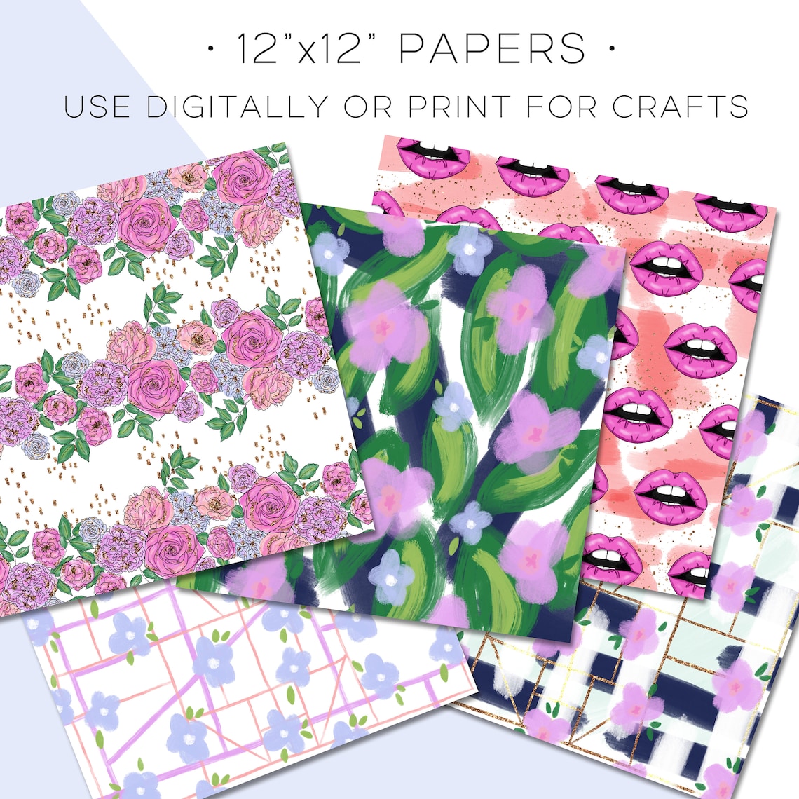 Bright Abstract Print Pattern Digital Scrapbook Paper | Etsy