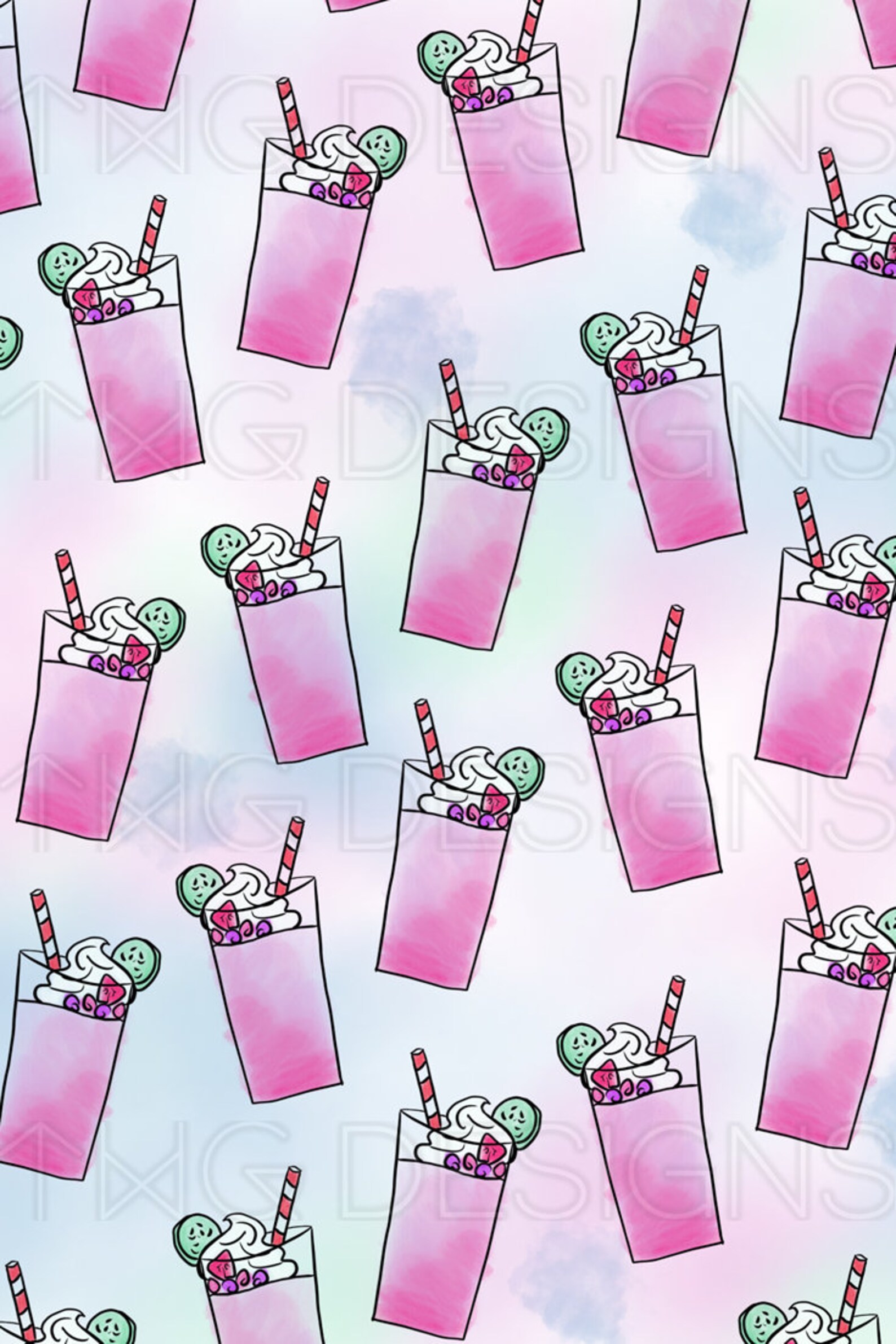 Donut Digital Scrapbook Paper Pattern Stationary Watercolor | Etsy