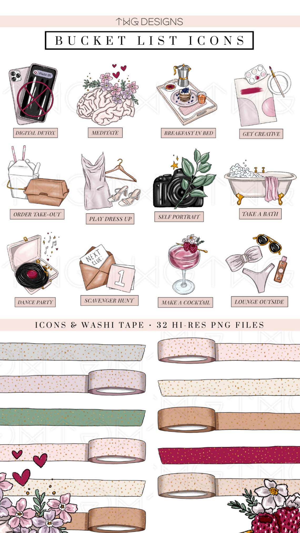 STAYCATION Bucket List Planner Icons Clip Art Clipart Hand - Etsy