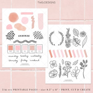Creative Journal Kit PRINTABLE PAGES Pink Girly Aesthetic Trendy Hand ...
