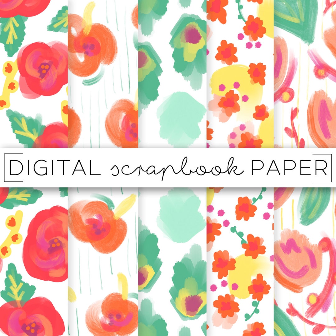 Red Orange Peach Paint Digital Scrapbook Paper Pattern Stationary ...