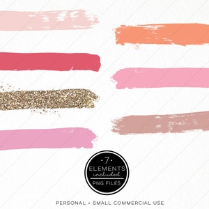 Paint Brush Stroke Clip Art Clipart Pink Peach Gold Acrylic Glitter ...