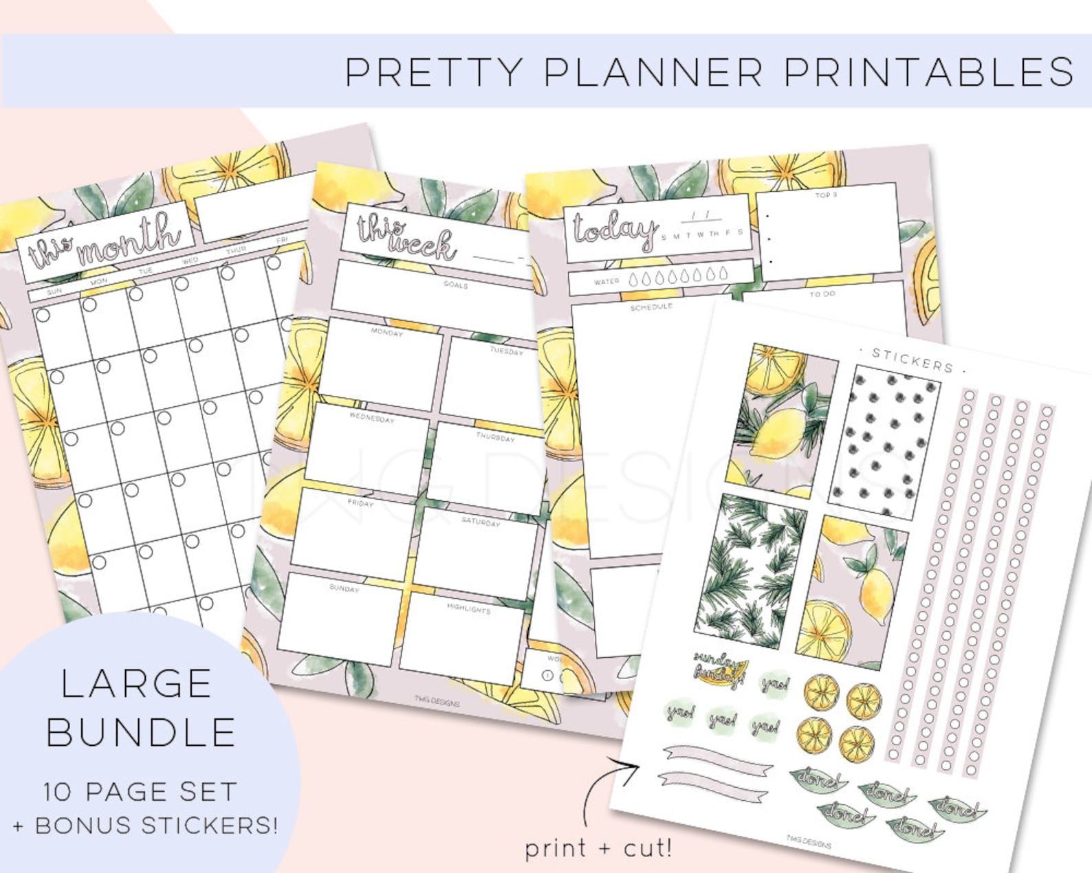 Planner Printables Bundle Undated Calendar to Do List Monthly - Etsy