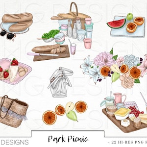 Picnic Fashion Girl Clip Art Watercolor Clipart Food Oranges Watermelon ...