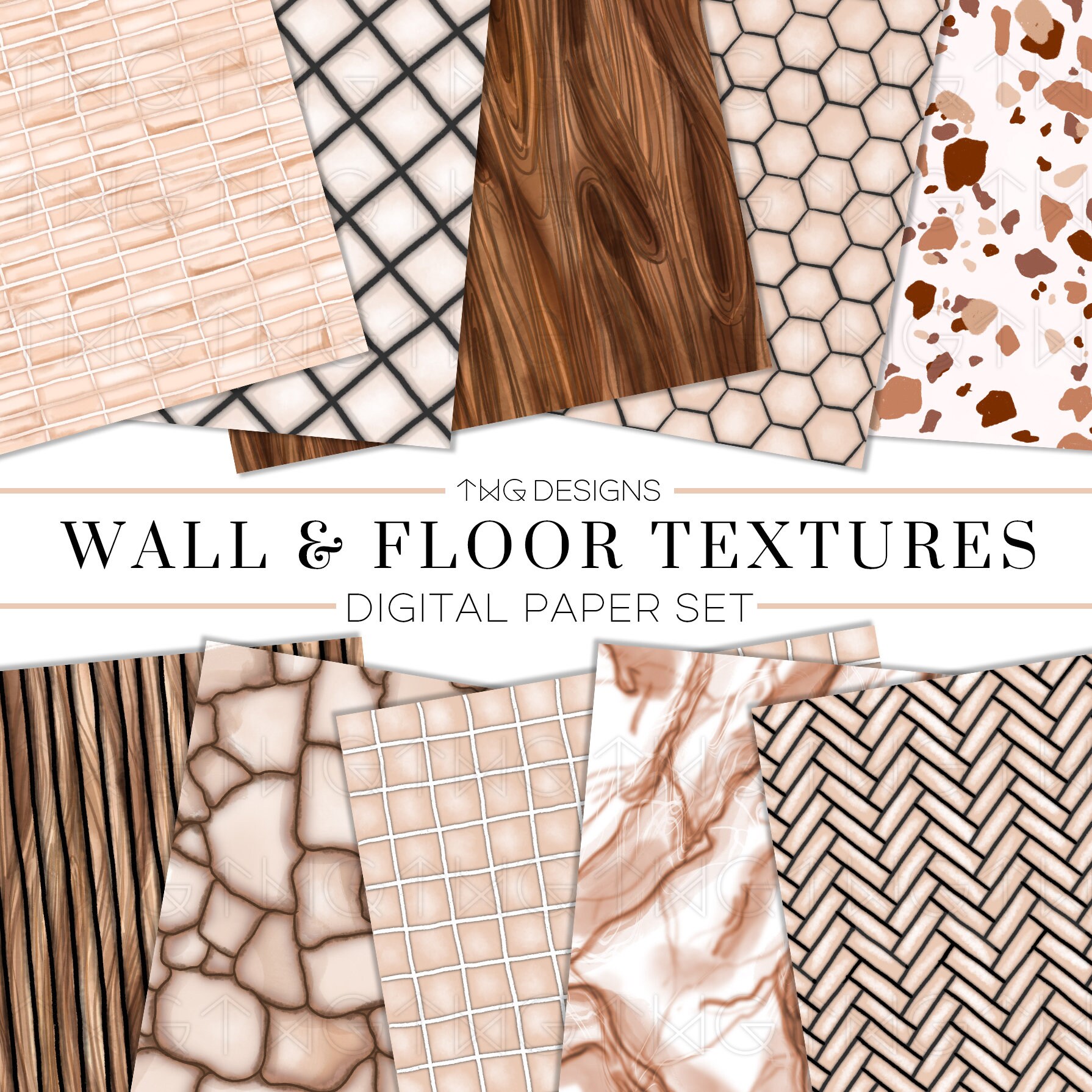 Digital Texture Paper Pack Scrapbook Illustrated Backgrounds | Etsy