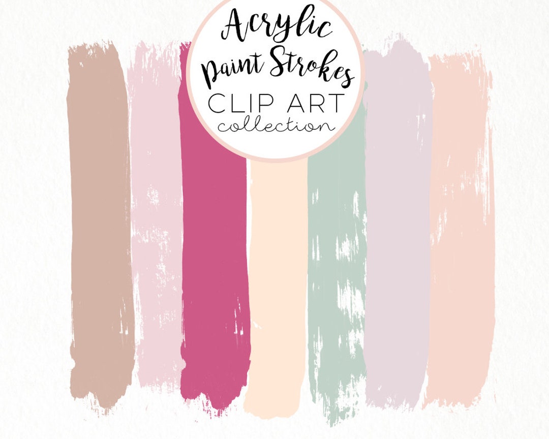 Paint Brush Strokes Clip Art Clipart Pink Green Beige Blush Acrylic ...