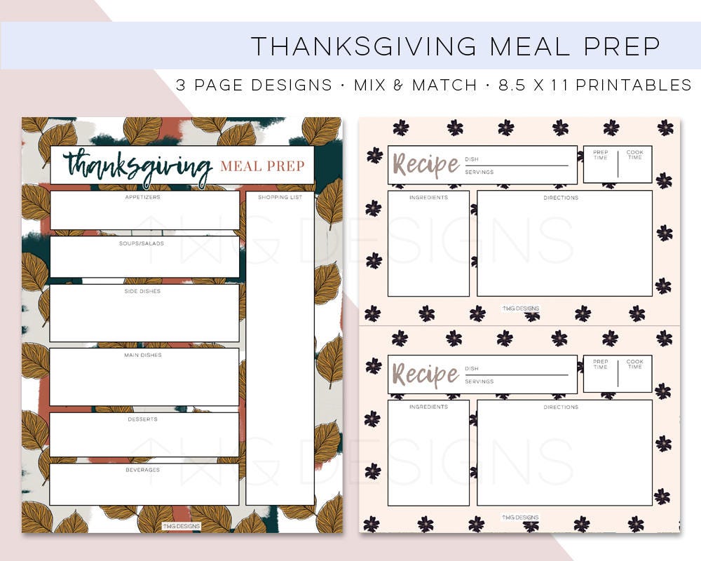 Thanksgiving Meal Prep Planner Printables Bundle Fall Autumn - Etsy
