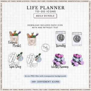 Life Planner Icons Clipart MEGA Bundle Hand Drawn Digital Stickers for ...