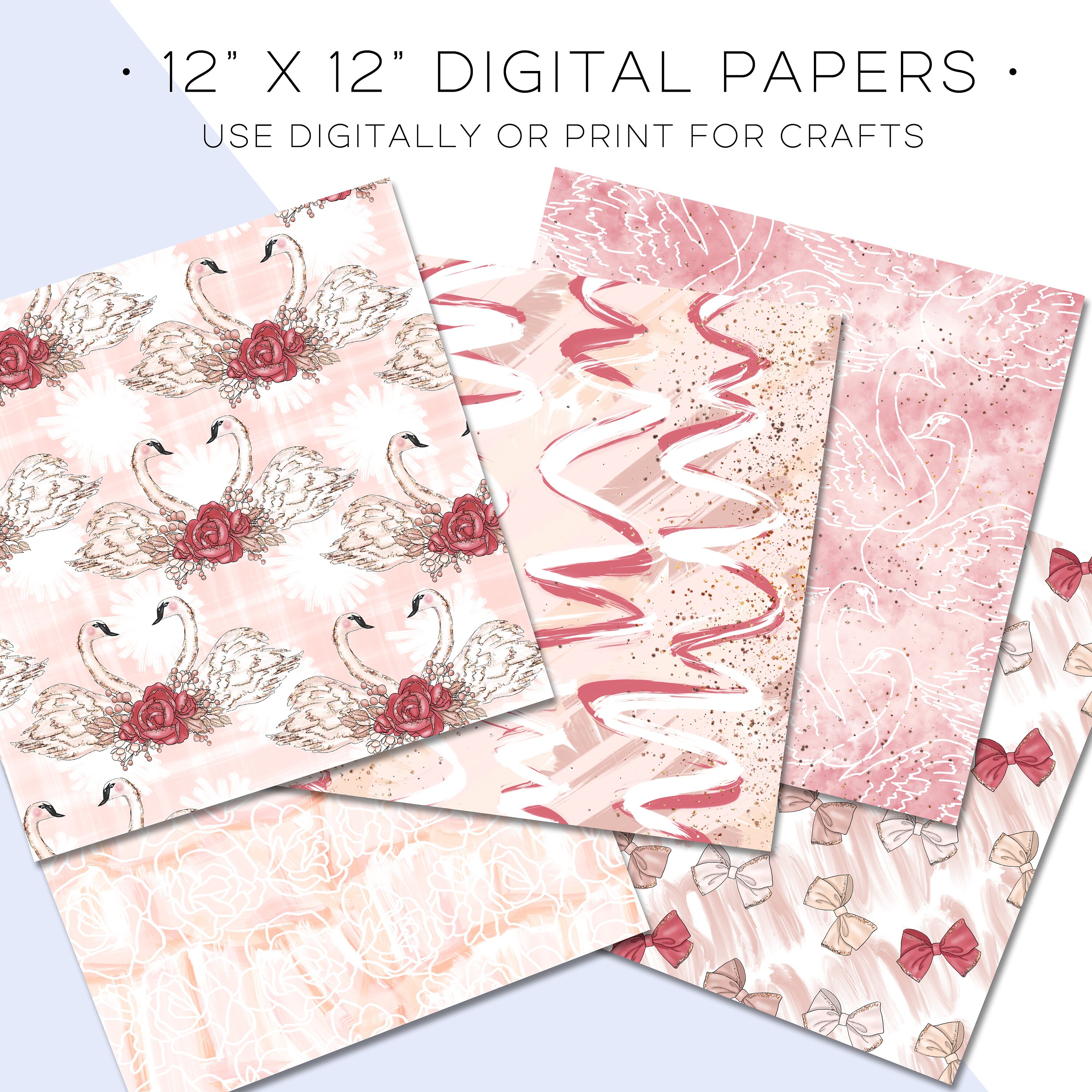 Pink Neutral Gold Abstract Painterly Print Digital Scrapbook | Etsy