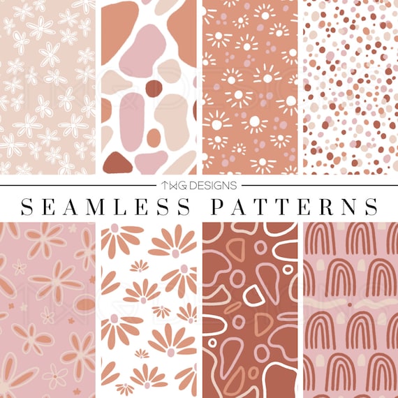 Modern Boho Abstract Seamless Patterns Digital Scrapbook Paper | Etsy