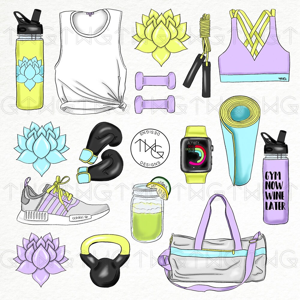 Fitness Fashion Girl Clip Art Watercolor Clipart PNG Workout | Etsy Canada