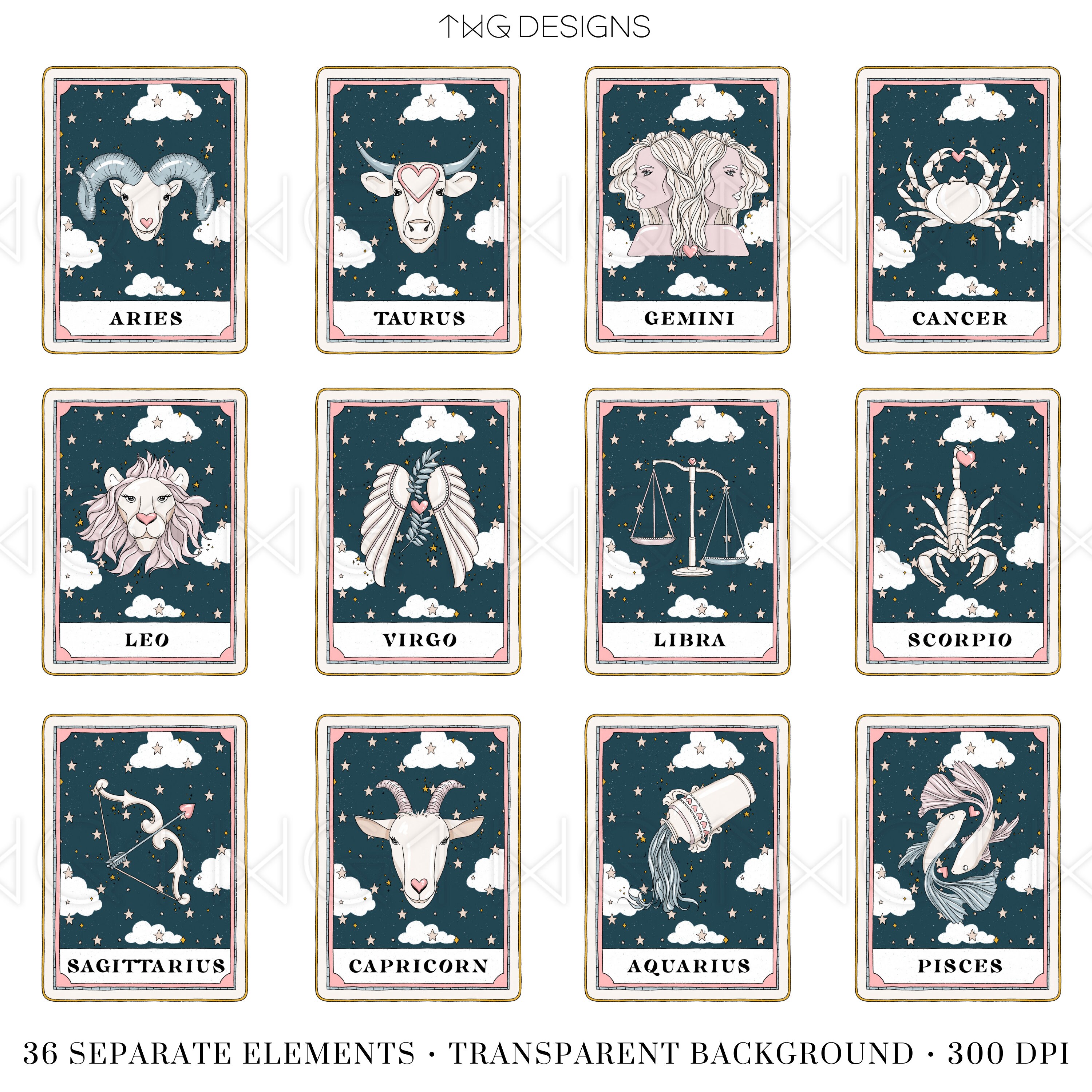 Zodiac Astro Signs and Constellations Clipart Bundle - Etsy