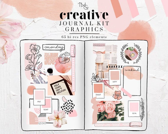 Creative Journal Kit GRAPHICS Clip Art Clipart PNG Trendy Hand | Etsy