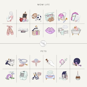 Life Planner Icons Clipart MEGA Bundle Hand Drawn Digital Stickers for ...