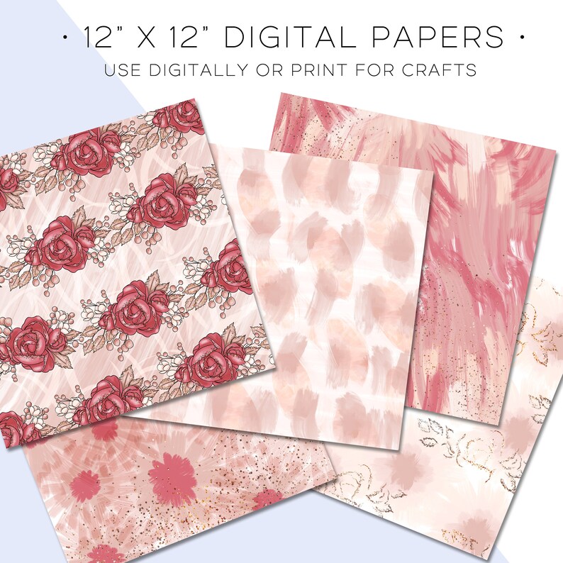 Pink Neutral Gold Abstract Painterly Print Digital Scrapbook - Etsy