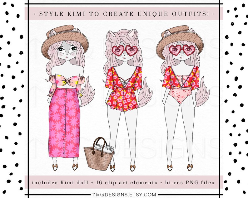 Kimi Klose Paper Doll Clipart: Fox Character, Clothes & Accessories ...