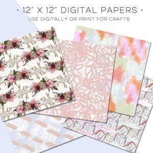 Pastel Abstract Painterly Print Digital Scrapbook Paper Watercolor ...