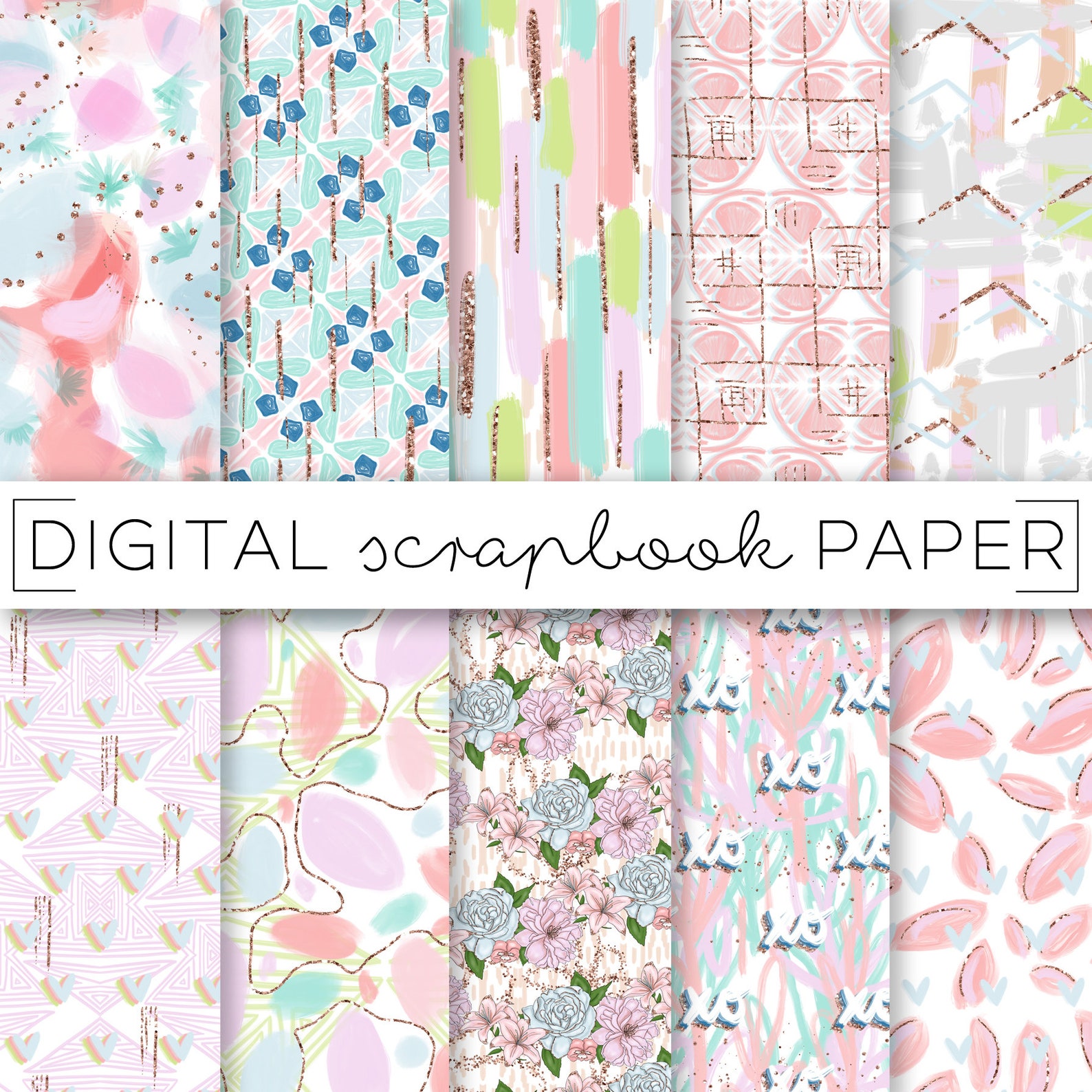 Pastel Abstract Painterly Print Digital Scrapbook Paper - Etsy