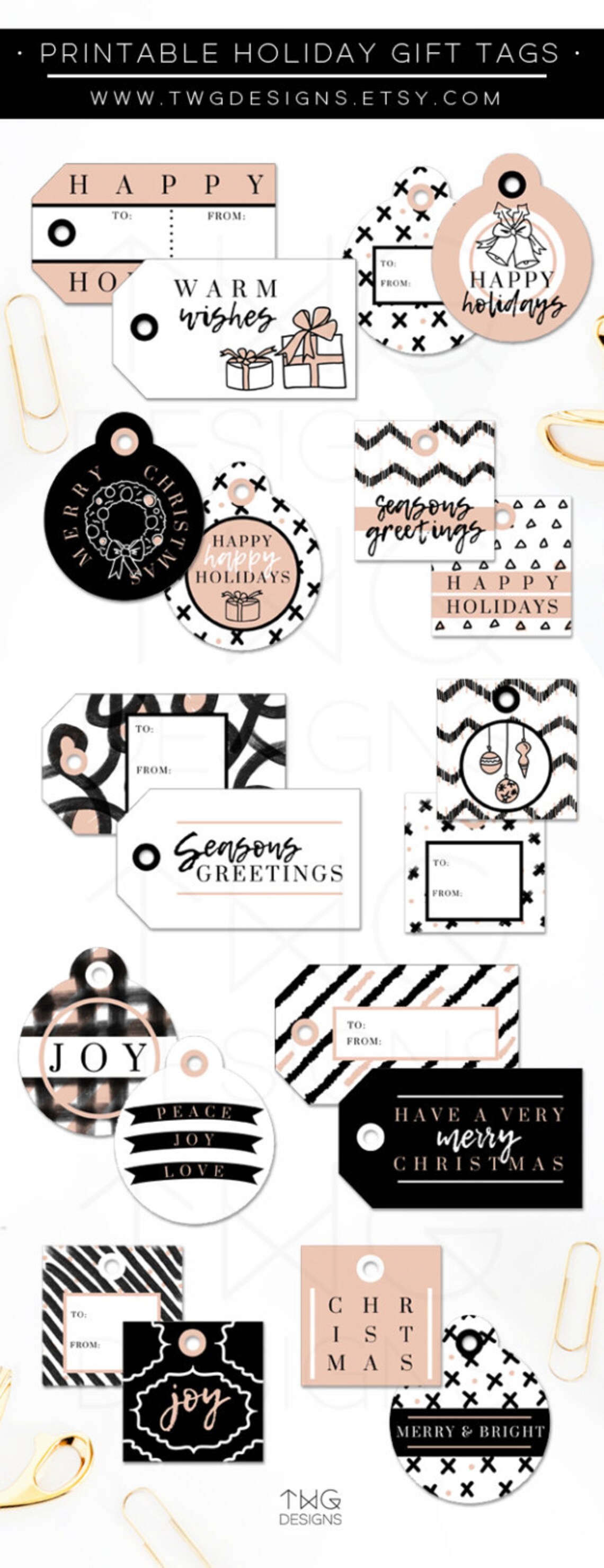 Holiday Gift Tags Bundle / Christmas Gifts Supplies / Hand - Etsy