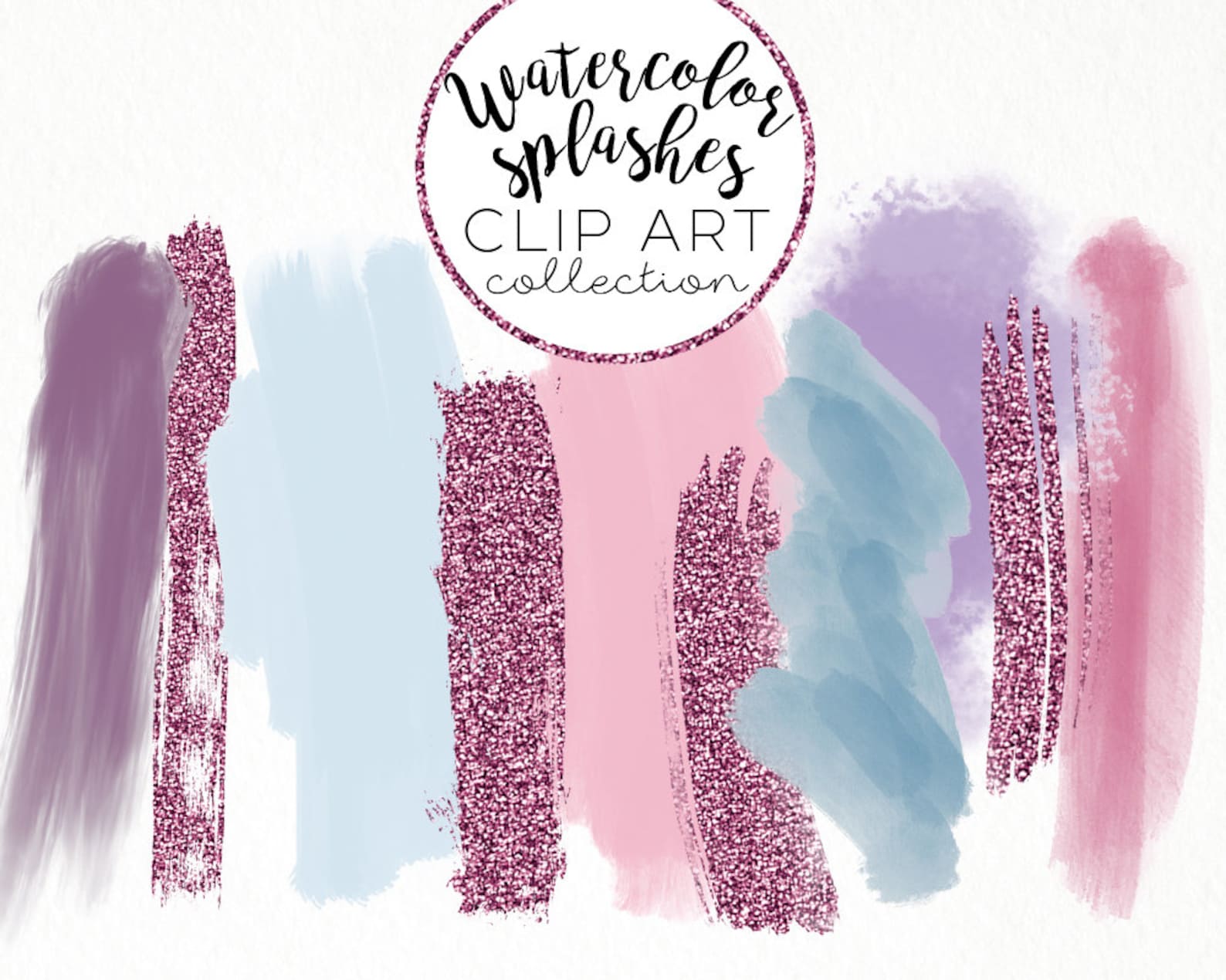 Watercolor Paint Stroke Clip Art / Clipart Pink Purple Blue - Etsy
