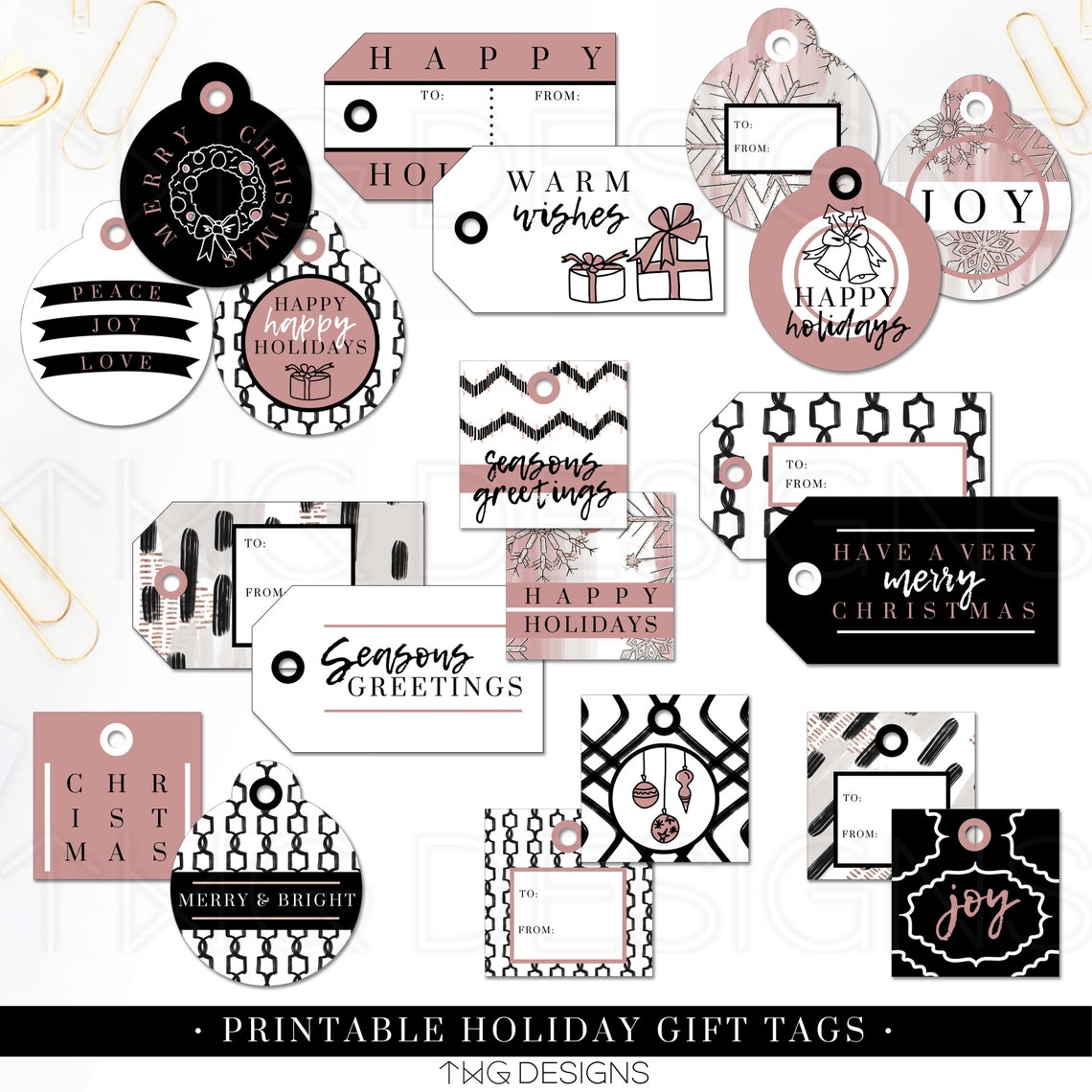 Chic Holiday Gift Tags Bundle Christmas Gifts Supplies Wrapping ...