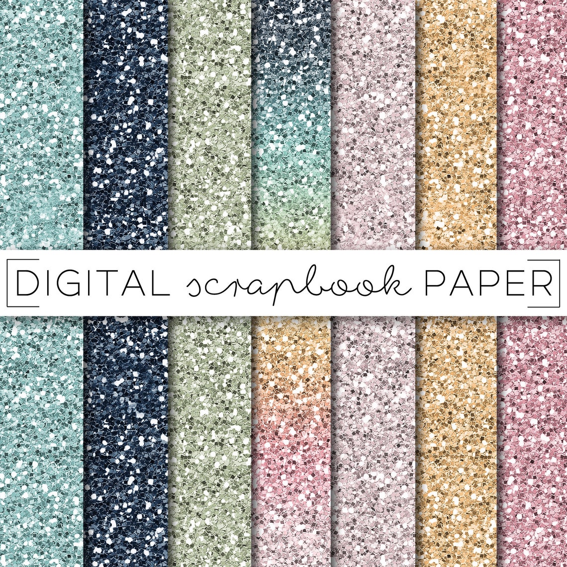Teal Navy Pink Ombre Glitter Digital Scrapbook Paper Pattern - Etsy