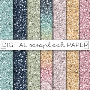Teal Navy Pink Ombre Glitter Digital Scrapbook Paper Pattern Stationery ...