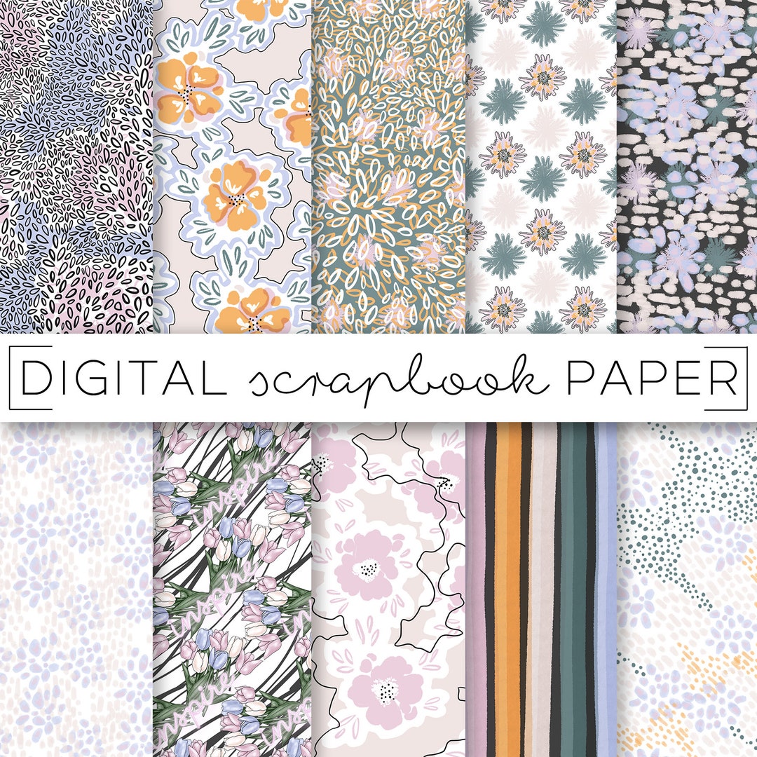 Abstract Painterly Print Digital Scrapbook Paper Watercolor Stripe ...