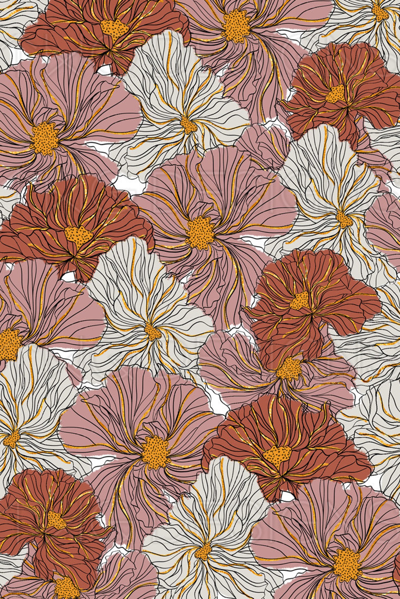 Fall Fashion Floral Print Digital Scrapbook Paper Watercolor | Etsy