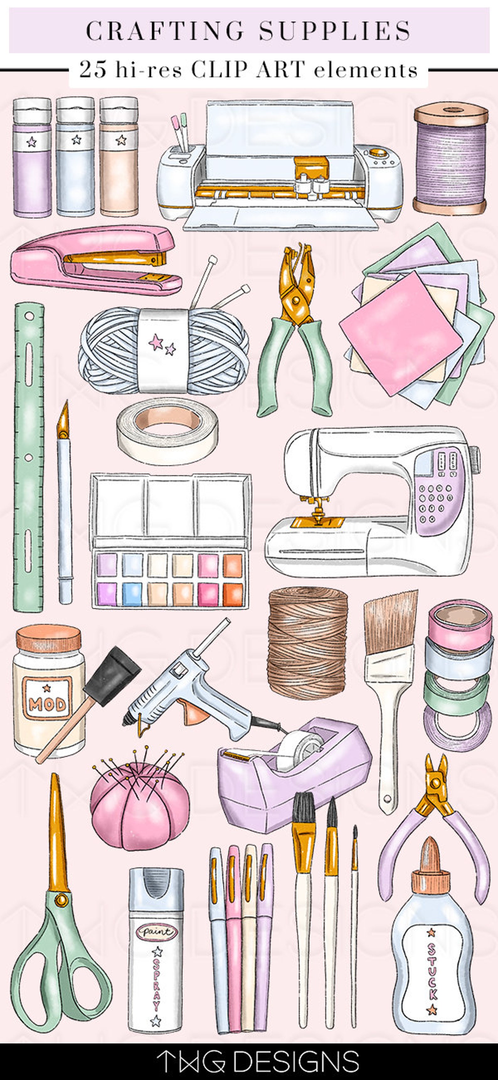 Crafting Elements Fashion Illustration Clip Art Craft Supplies - Etsy