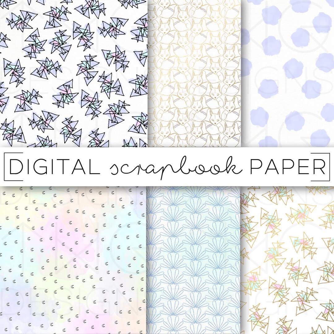 Geometric Watercolor Digital Scrapbook Paper Printable Pattern ...