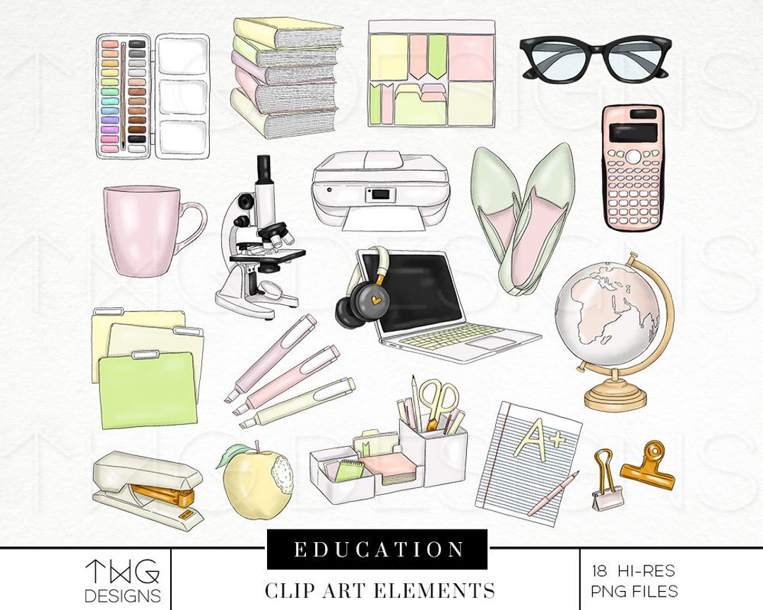 Teacher Elements Fashion Illustration Clip Art Watercolor Clipart Icons ...