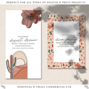 Modern Boho Clip Art & Digital Paper Collection Hand Drawn ...