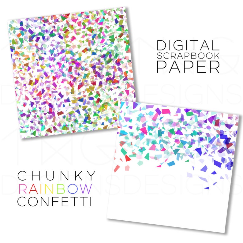 Rainbow Confetti Digital Scrapbook Paper Pattern Stationary - Etsy