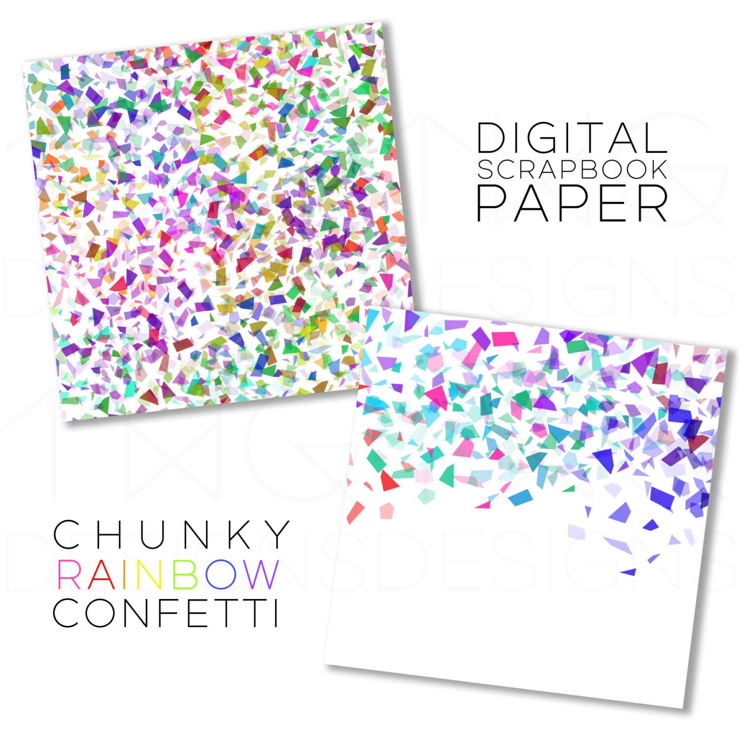 Rainbow Confetti Digital Scrapbook Paper Pattern Stationary - Etsy