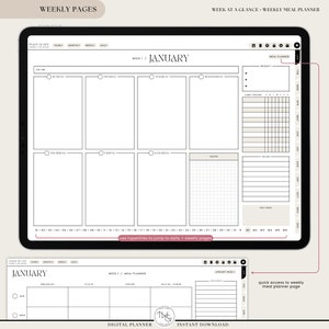 Undated Digital Planner, Hyperlinked Monthly, Weekly, and Daily Planner ...