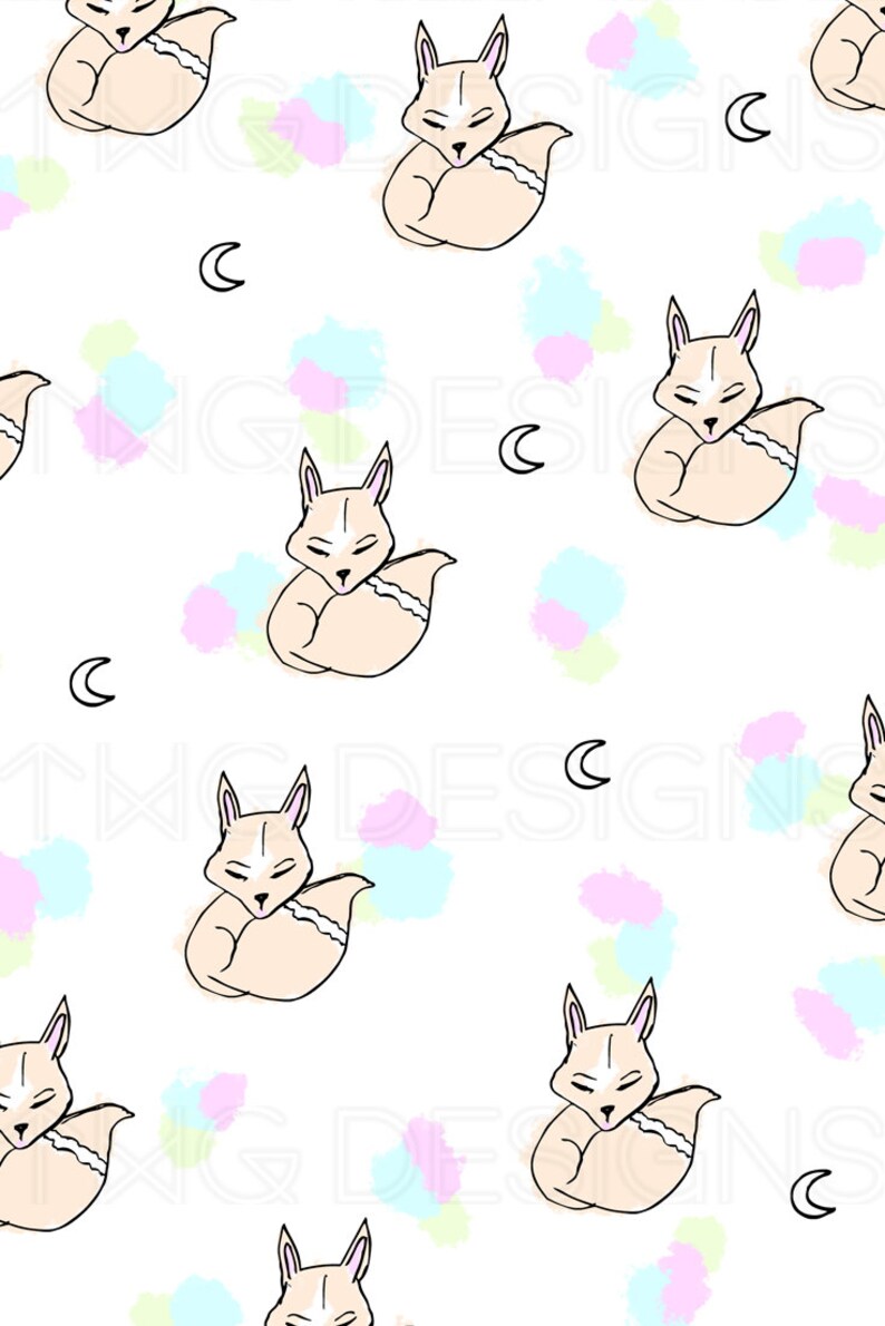 Watercolor Fox Digital Scrapbook Paper Pattern Stationary | Etsy