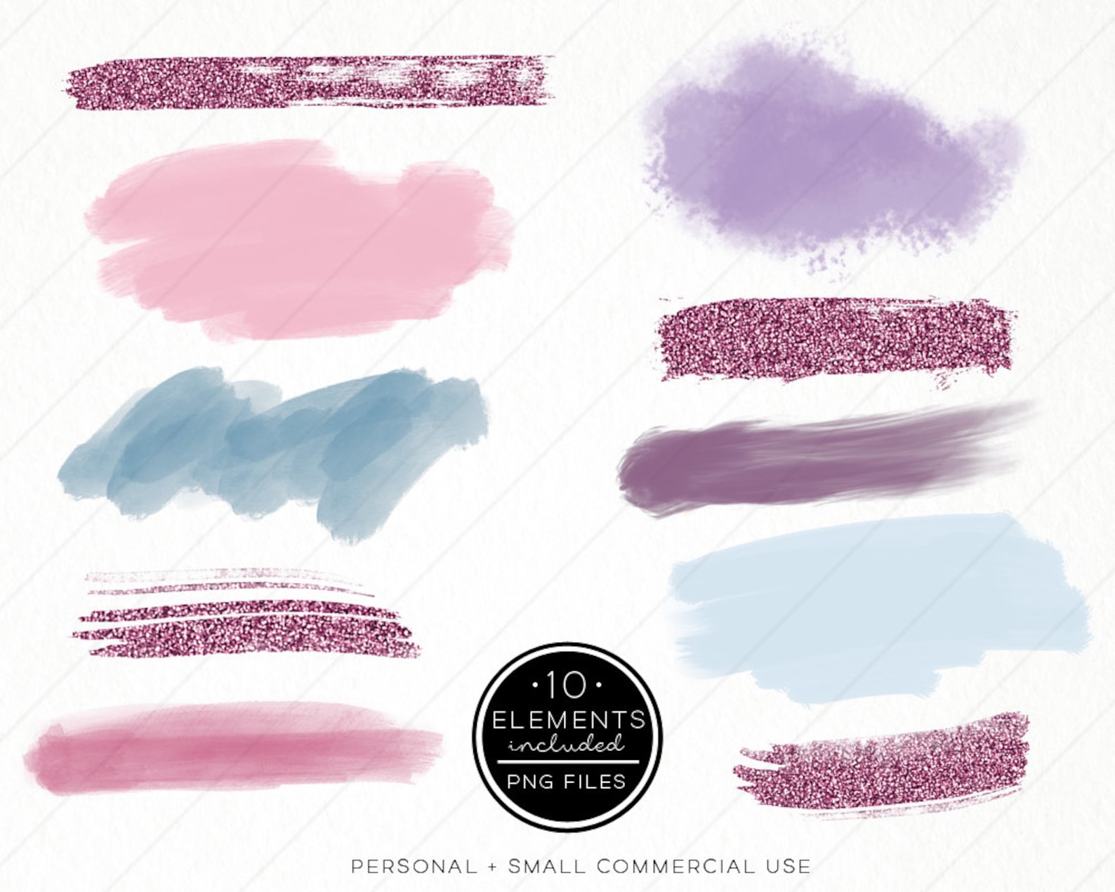 Watercolor Paint Stroke Clip Art / Clipart Pink Purple Blue - Etsy