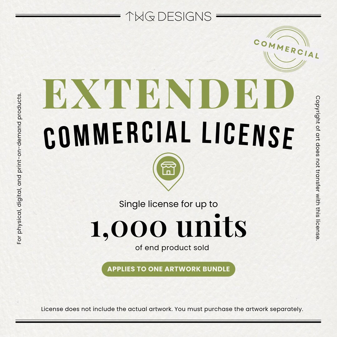 Extended Commercial License: up to 1,000 Units - Twgdesigns - Etsy