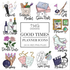 GOOD TIMES Planner Icons Clip Art Clipart Watercolor Hand Drawn to Do ...