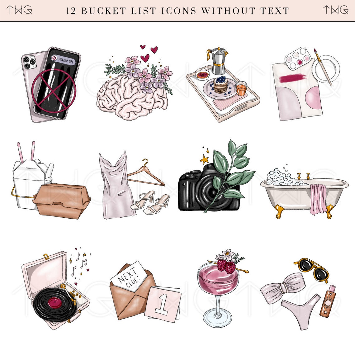 STAYCATION Bucket List Planner Icons Clip Art Clipart Hand - Etsy