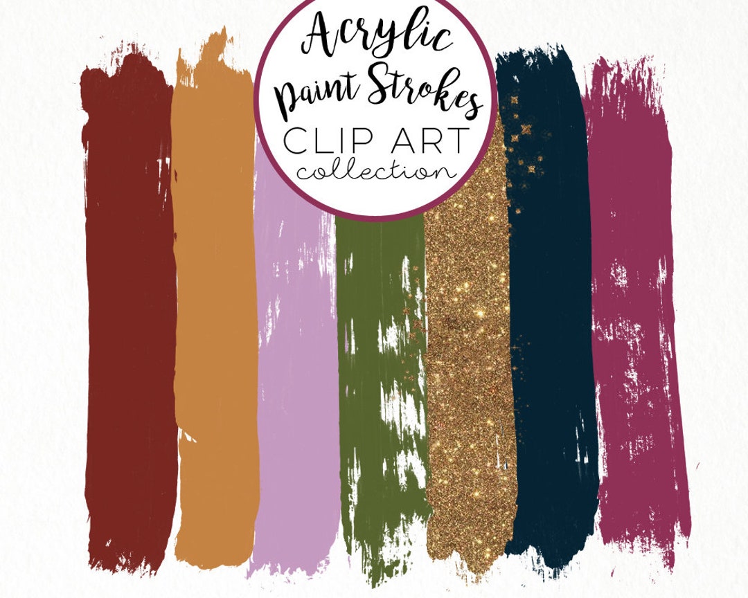 Acrylic Paint Stroke Clipart: Red, Navy, Gold (digital Download) - Etsy
